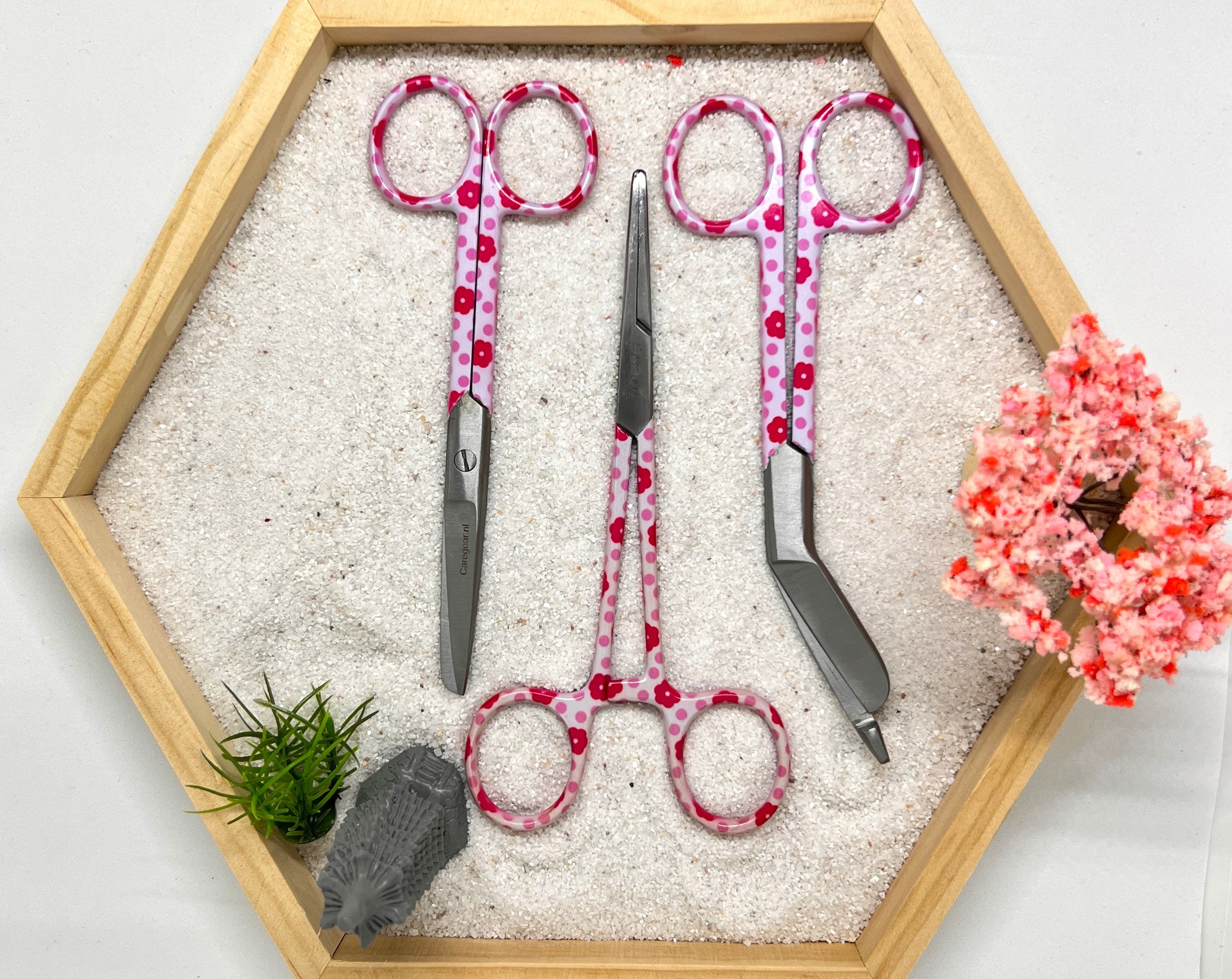 3 delig scharen set verpleegkundige Rosé kaketoe (+ naam graveren ...